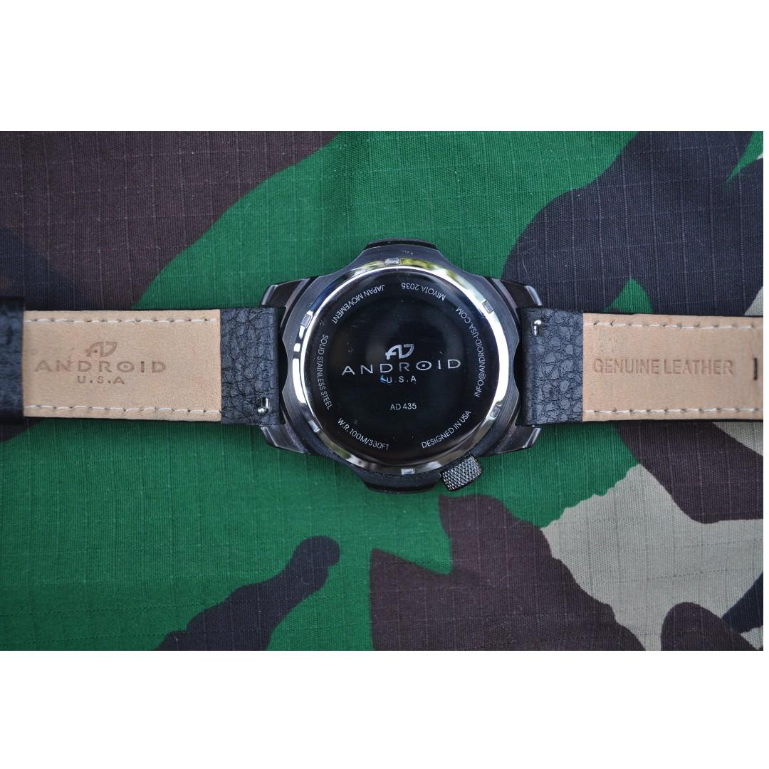 ANDROID U.S.A./Aragon Revolver 48 Watch AD435 Black Leather Strap ...