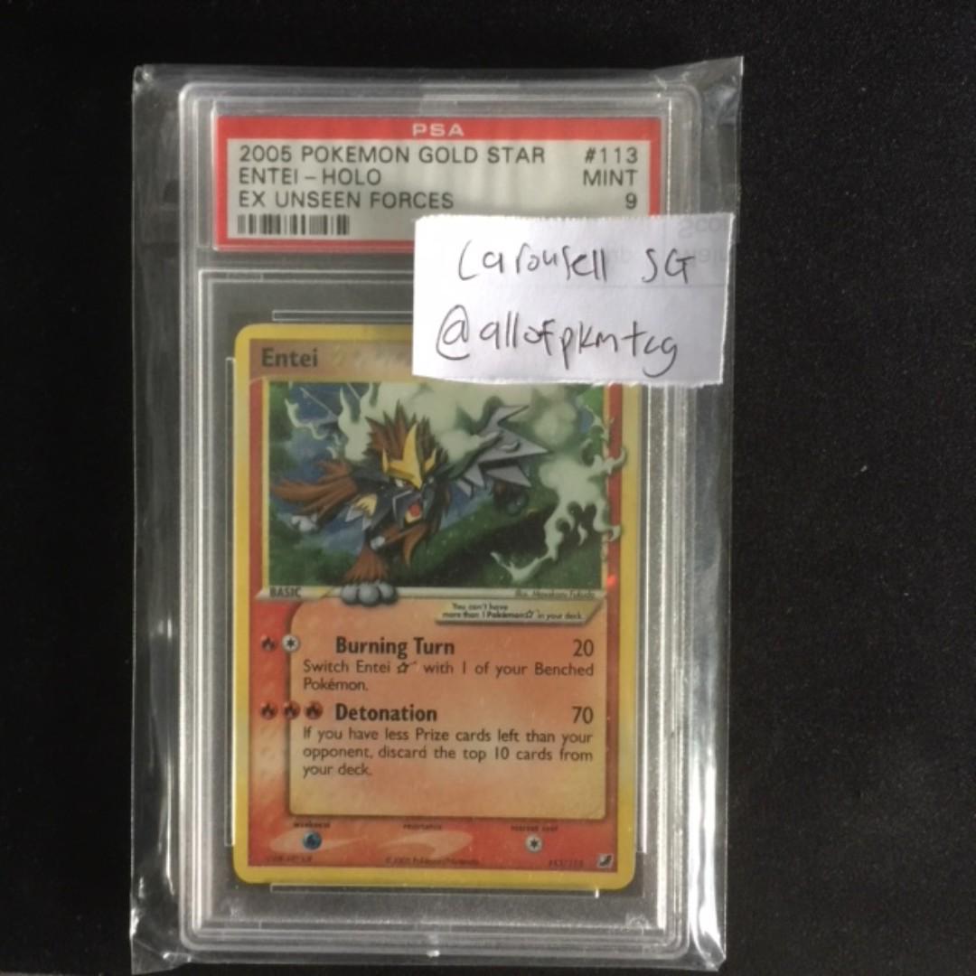Pokemon Cards Entei Gold Star PSA 9, Hobbies & Toys, Toys & Games on ...
