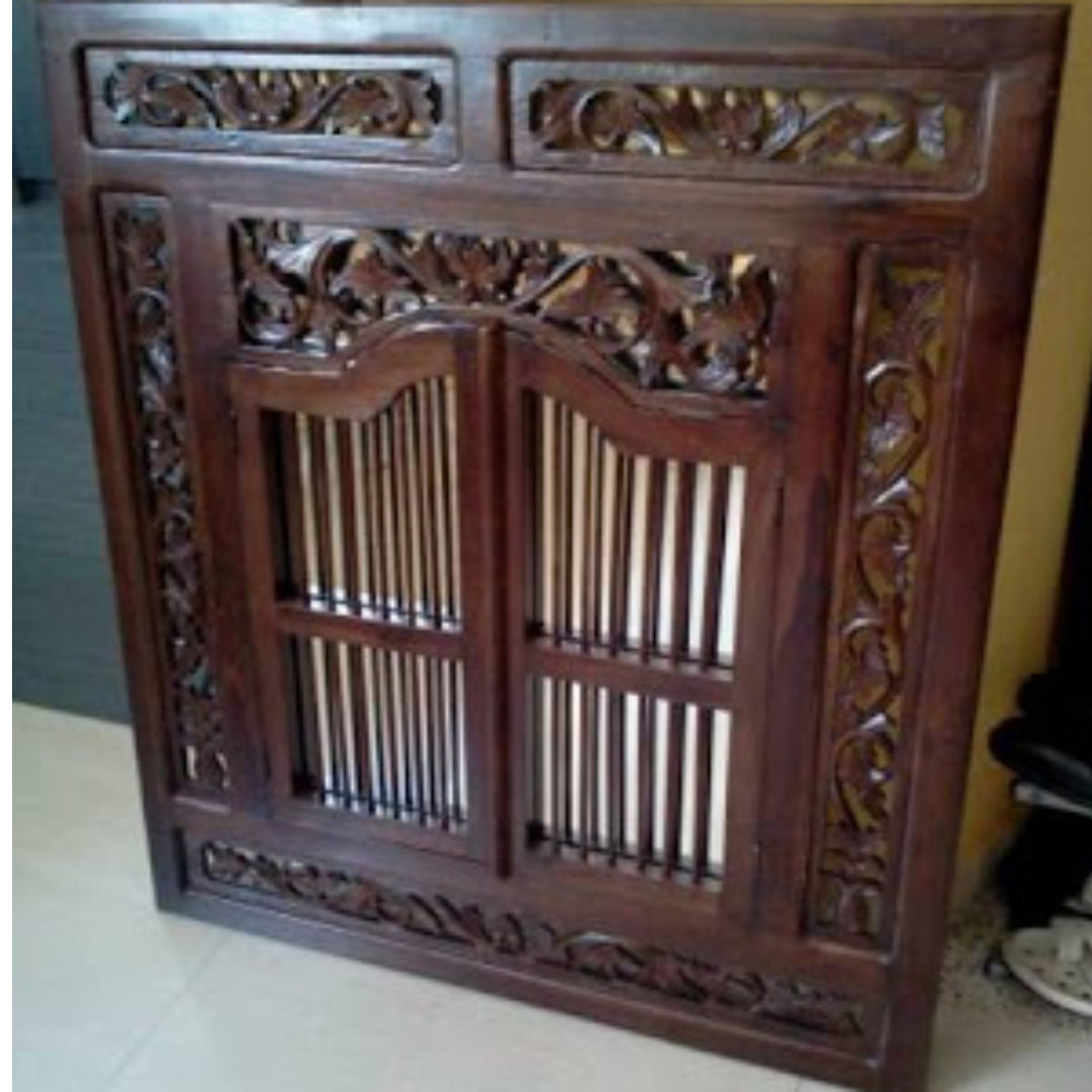 Teakwood balinese window mirror, Furniture & Home Living, Home Decor ...