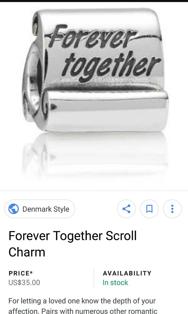 Authentic Pandora Forever Together Scroll Charm, Women's Fashion ...