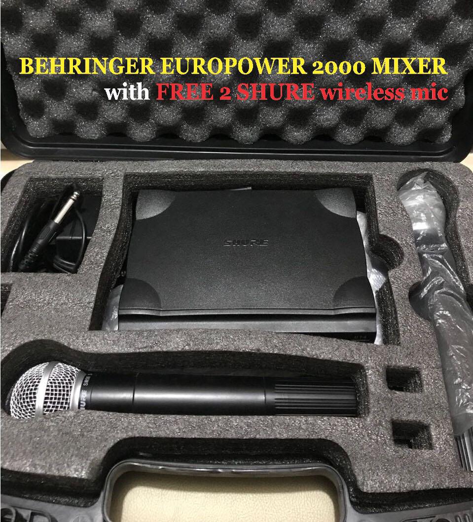 Behringer Europower PMP2000 Mixer with free wireless mics, Hobbies ...