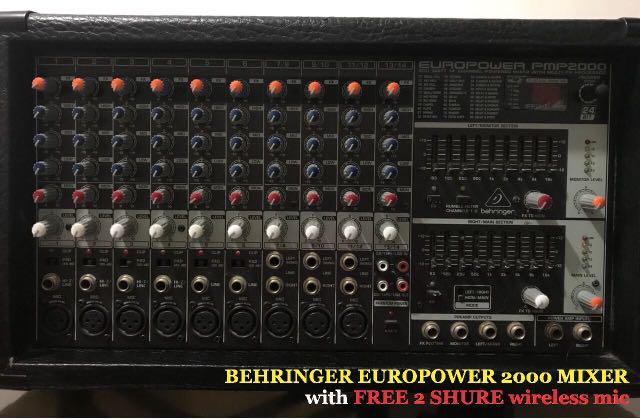 Behringer Europower PMP2000 Mixer with free wireless mics, Hobbies ...