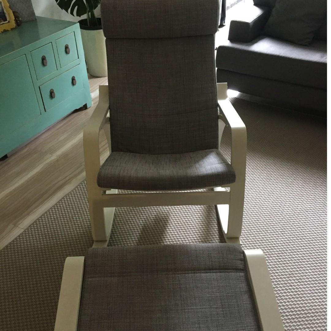 Ikea Poang Rocking Chair and matching footstool, Furniture & Home ...