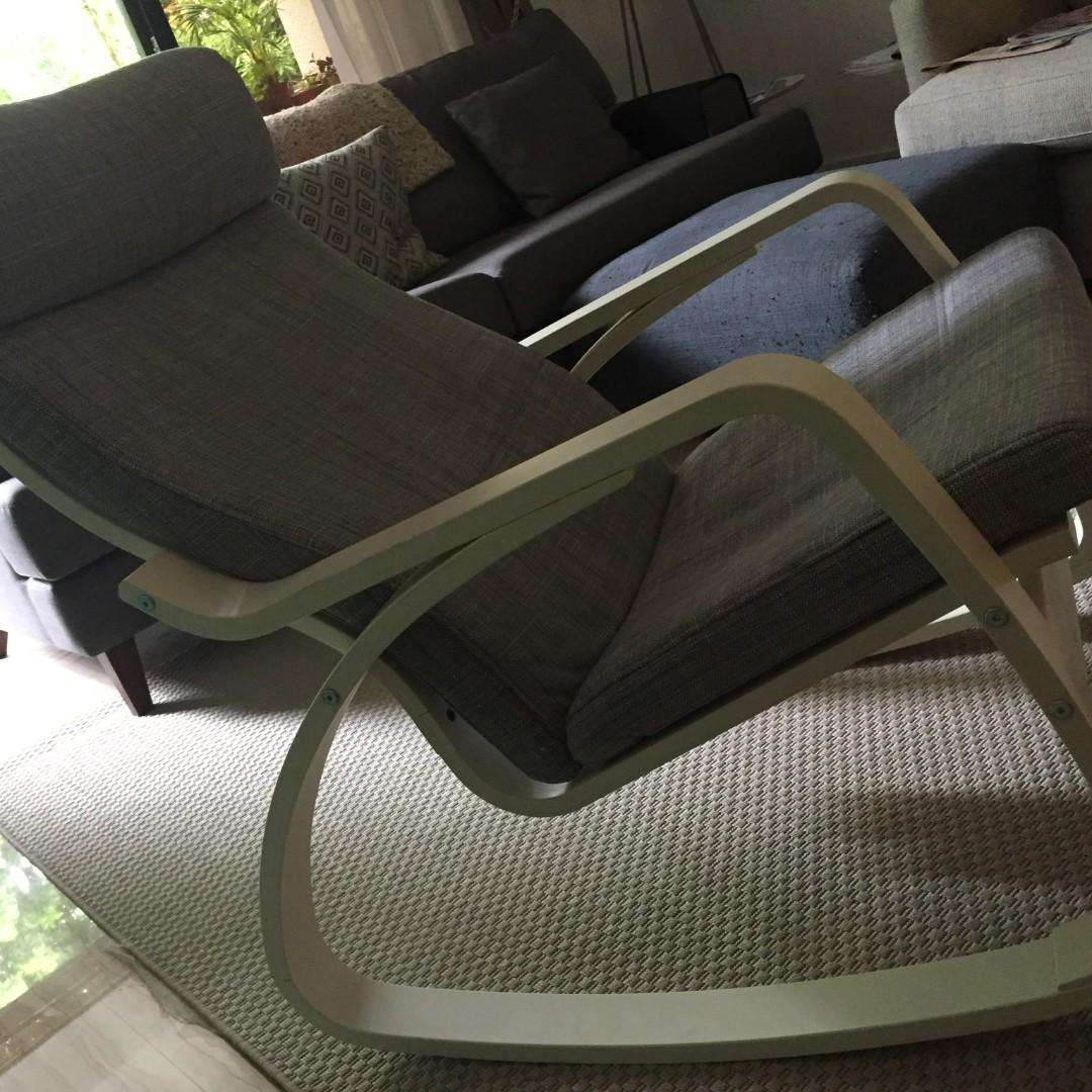 Ikea Poang Rocking Chair and matching footstool, Furniture & Home ...
