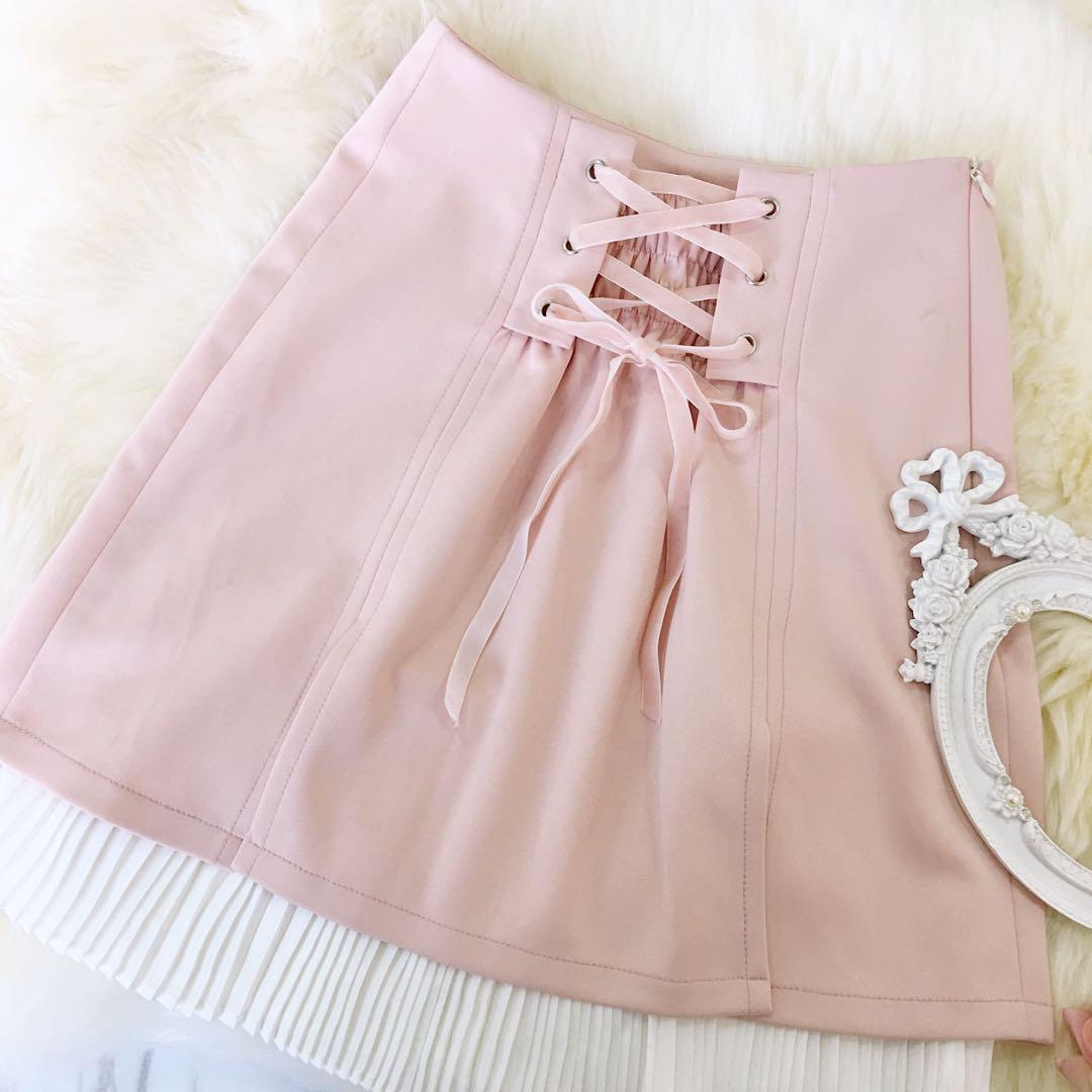 [ NEW ] cute pink ribbon skirt, Women's Fashion, Bottoms, Skirts on ...