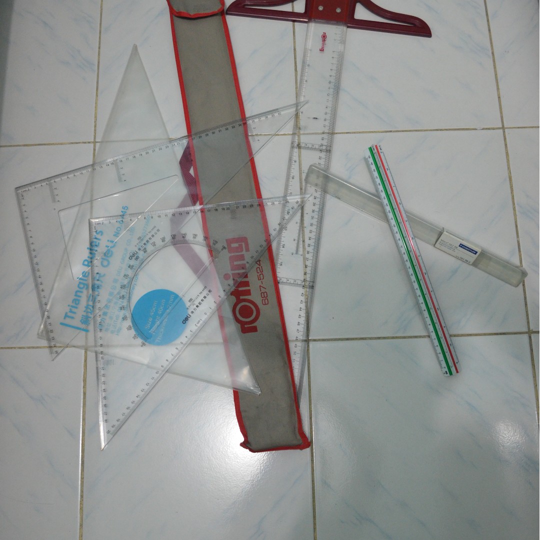Engineering Tools (T-square, Triangles, Triangular Scale and Tube ...