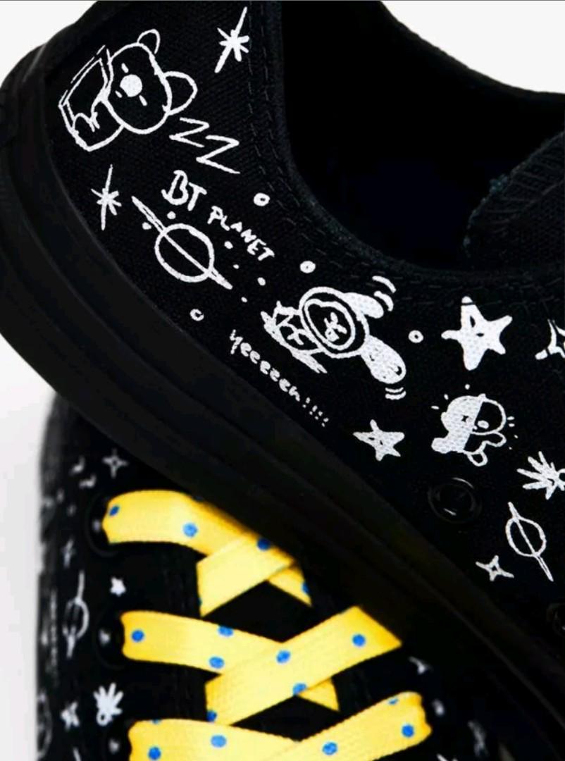 (PO) BTS Converse X BT21 Chuck Taylors all star black shoes, Bulletin ...