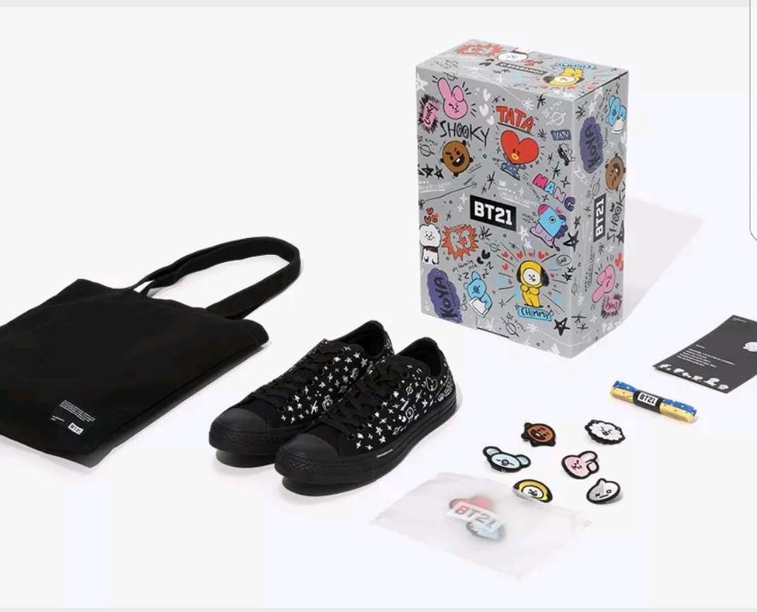 (PO) BTS Converse X BT21 Chuck Taylors all star black shoes, Bulletin ...