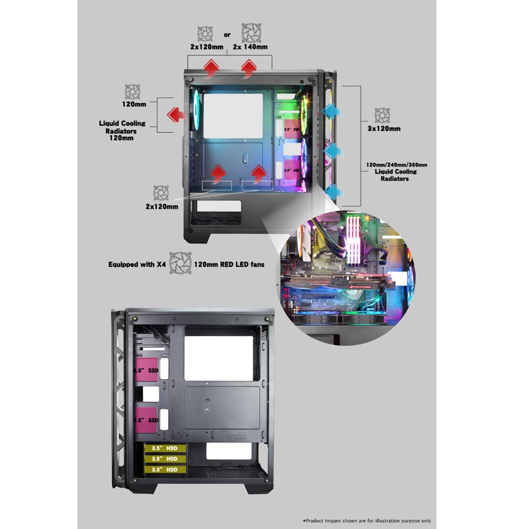 Xigmatek Astro ATX Tempered Glass Casing with 3 x 120mm Addressable RGB ...