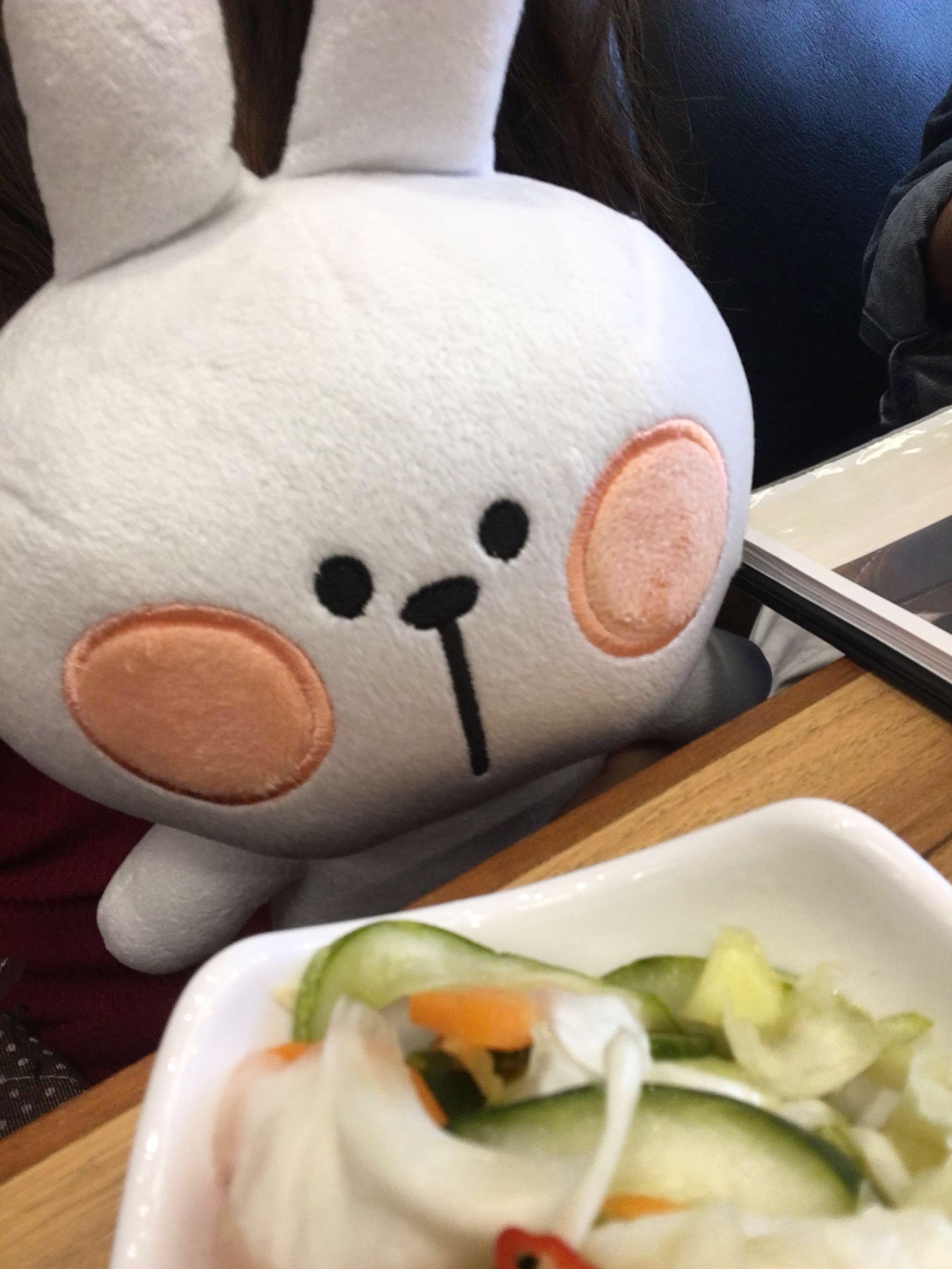 Telegram Line Friends Spoiled Rabbit 兔兔絨毛娃娃, 書籍、休閒與玩具, 玩具、公仔、桌遊在旋轉拍賣