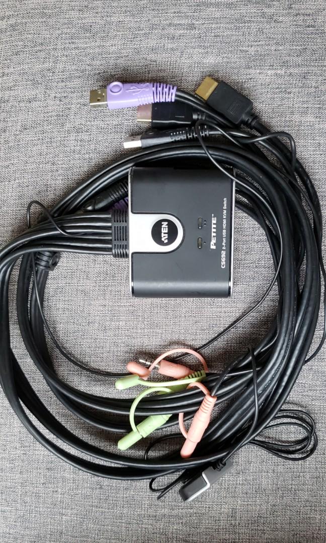 2-Port USB HDMI/Audio Cable KVM Switch with Remote Port Selector, 電腦＆科技 ...
