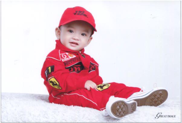 FERRARI Costume terno with NO FEAR Cap, Babies & Kids, Babies & Kids ...