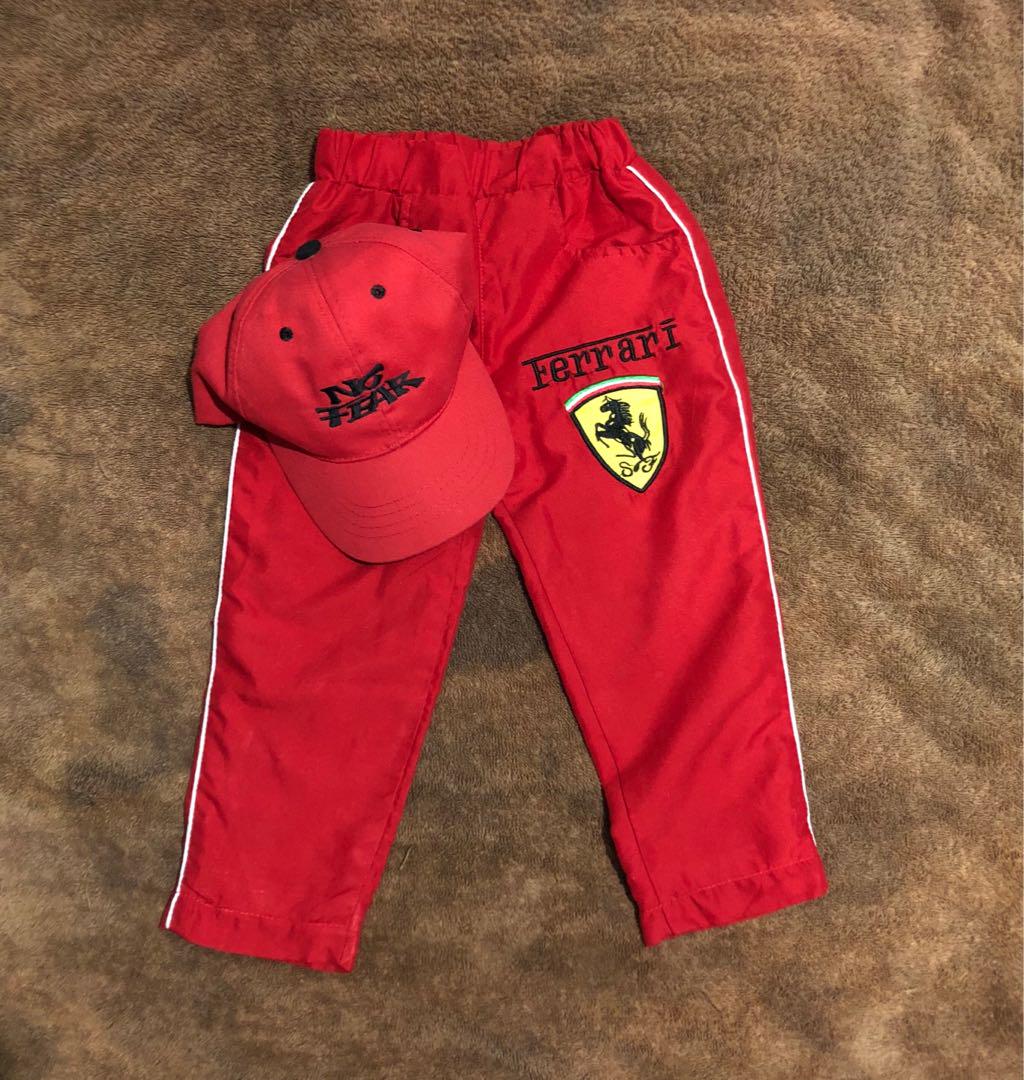 FERRARI Costume terno with NO FEAR Cap, Babies & Kids, Babies & Kids ...