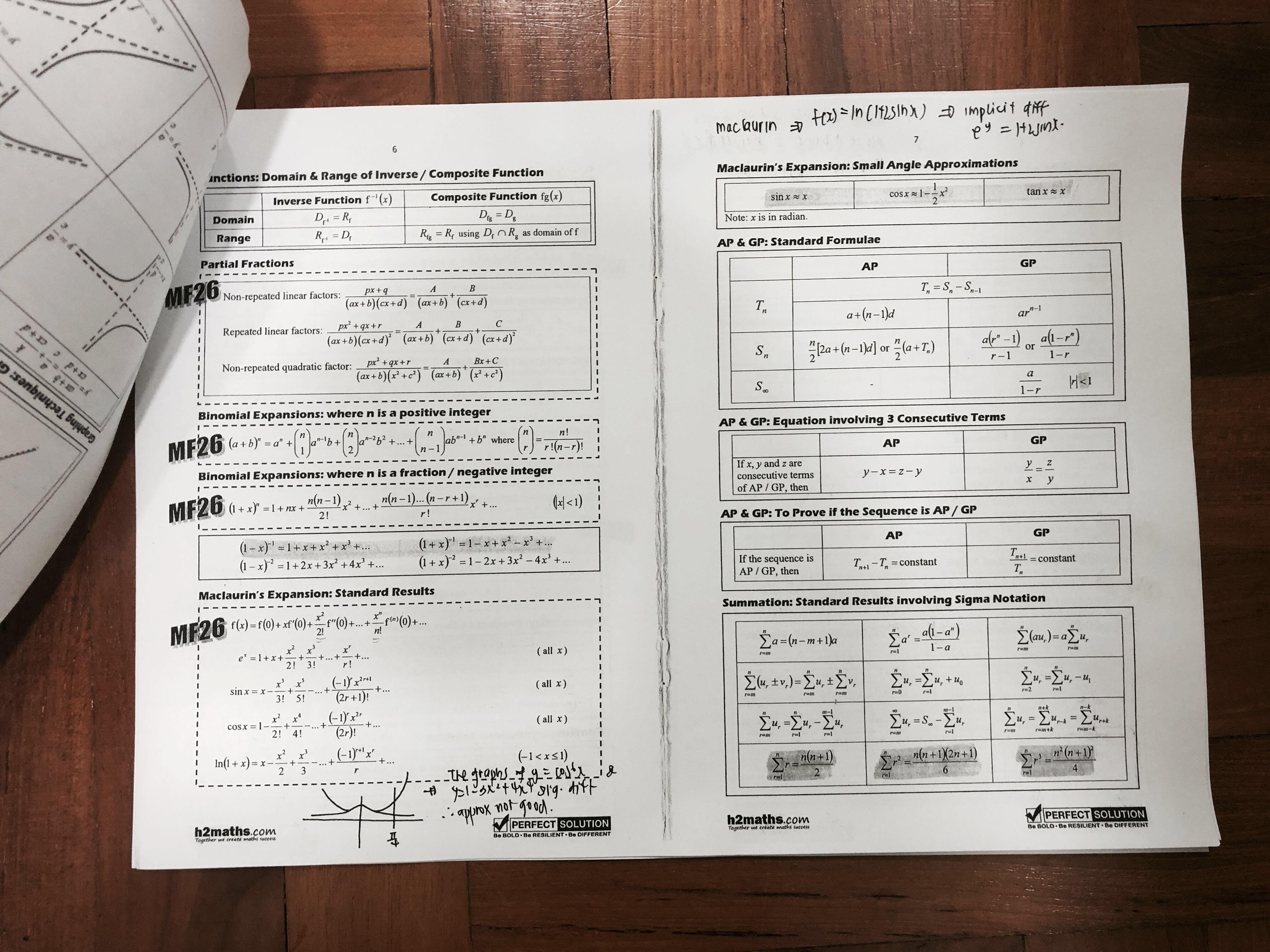 H2 MATHS FORMULA CHEATSHEET, Hobbies & Toys, Books & Magazines ...
