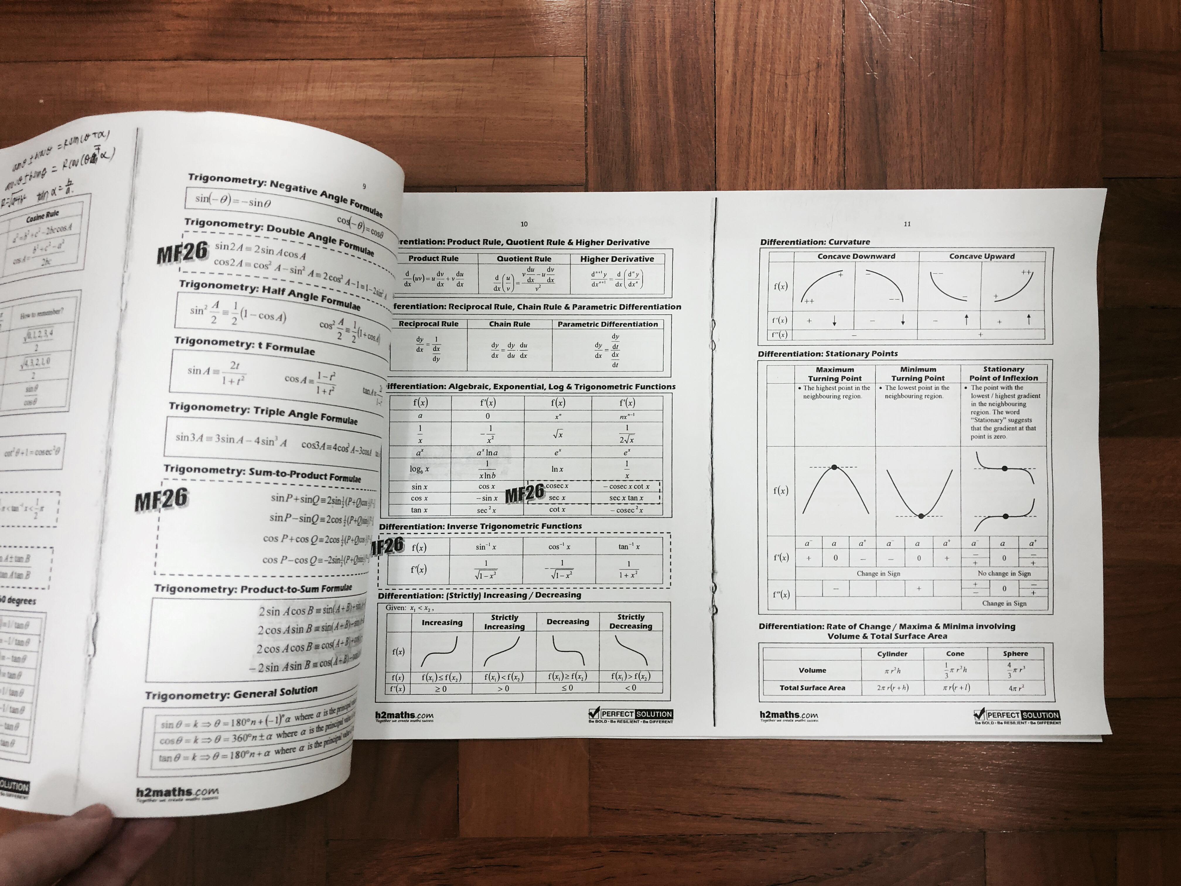 H2 MATHS FORMULA CHEATSHEET, Hobbies & Toys, Books & Magazines ...