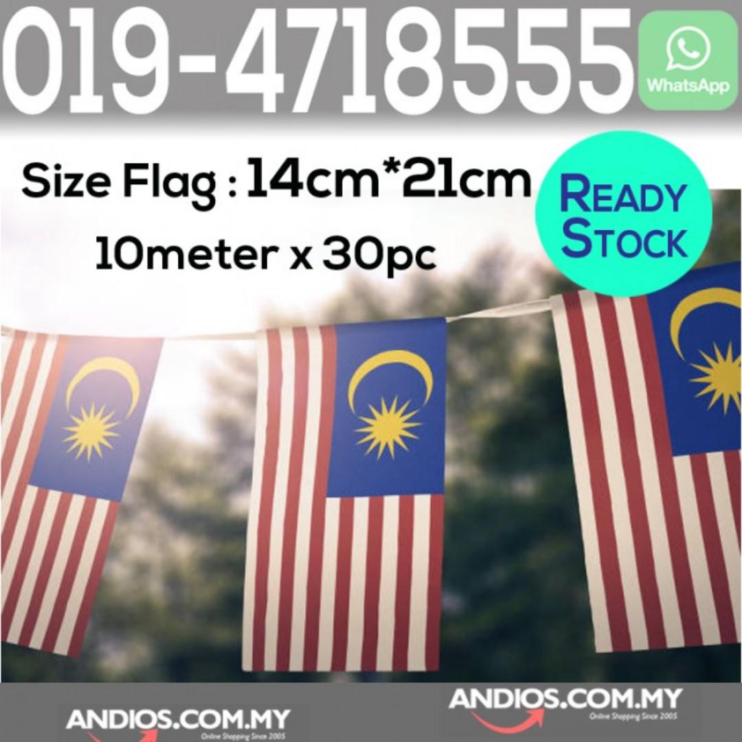 In-Stock 10m Hanging Malaysia Flag Bunting String Banner Jalur Gemilang ...