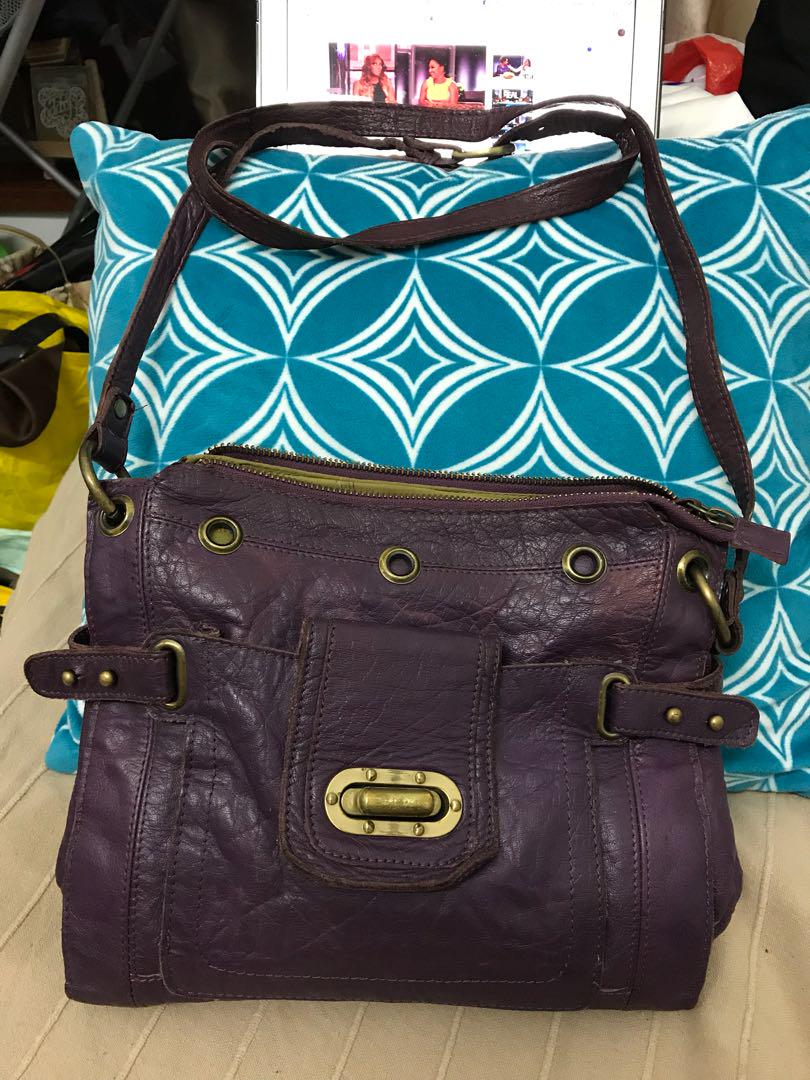 River Island Purple Leather Cross Body Bag, Women's Fashion, Bags ...