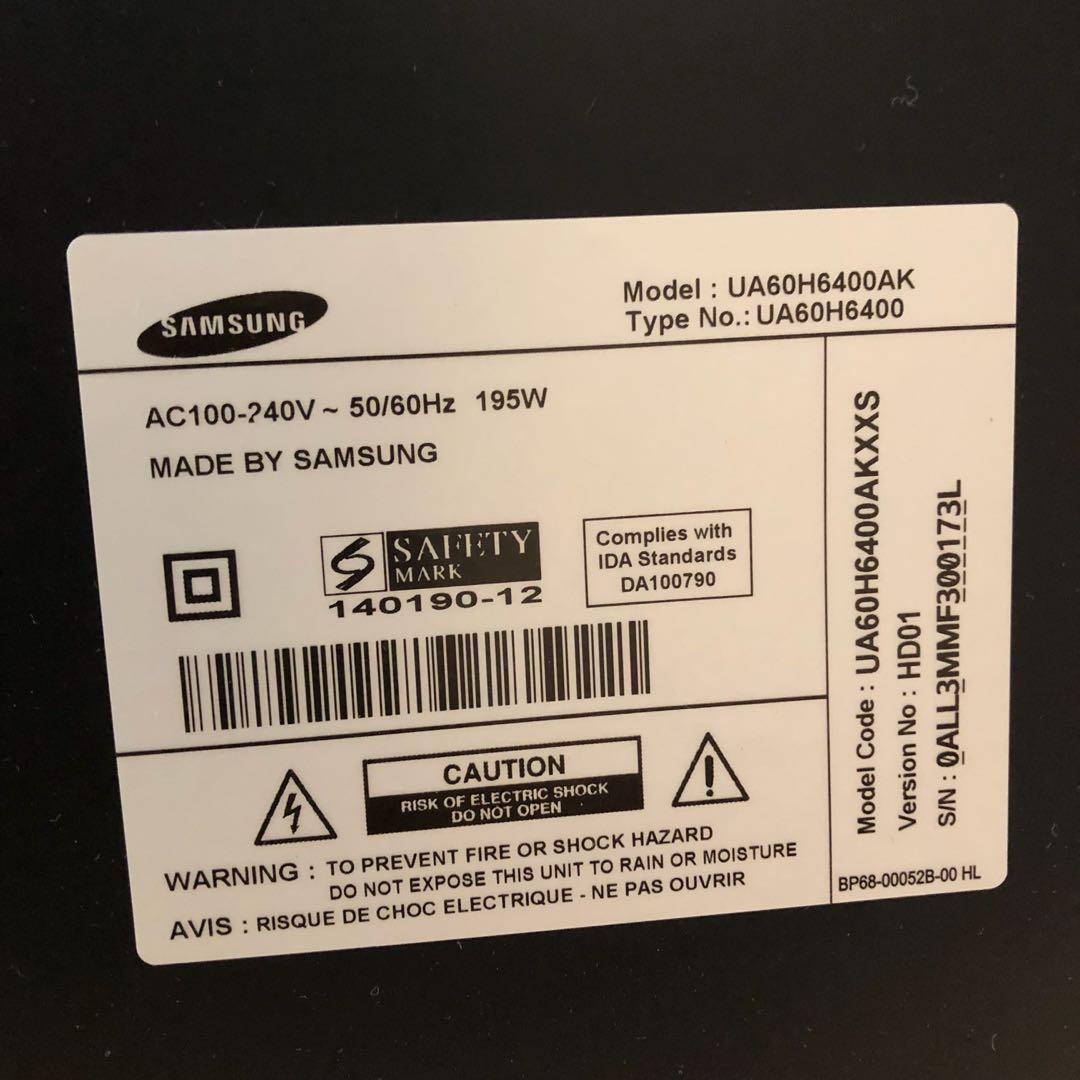 Samsung 60 inch. Series 6 Full HD 3D SMART LED TV UA60H6400AK, TV ...