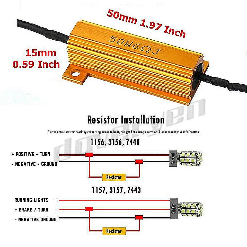 2 x LED 50W 6ohm Load Resistors Solve / Solved Car & Van HyperFlash LED ...