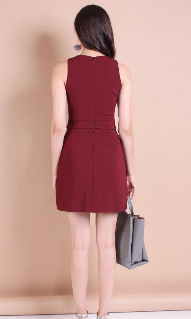 FELICITY STRUCTURED WORK DRESS IN BURGUNDY, Women's Fashion, Dresses ...
