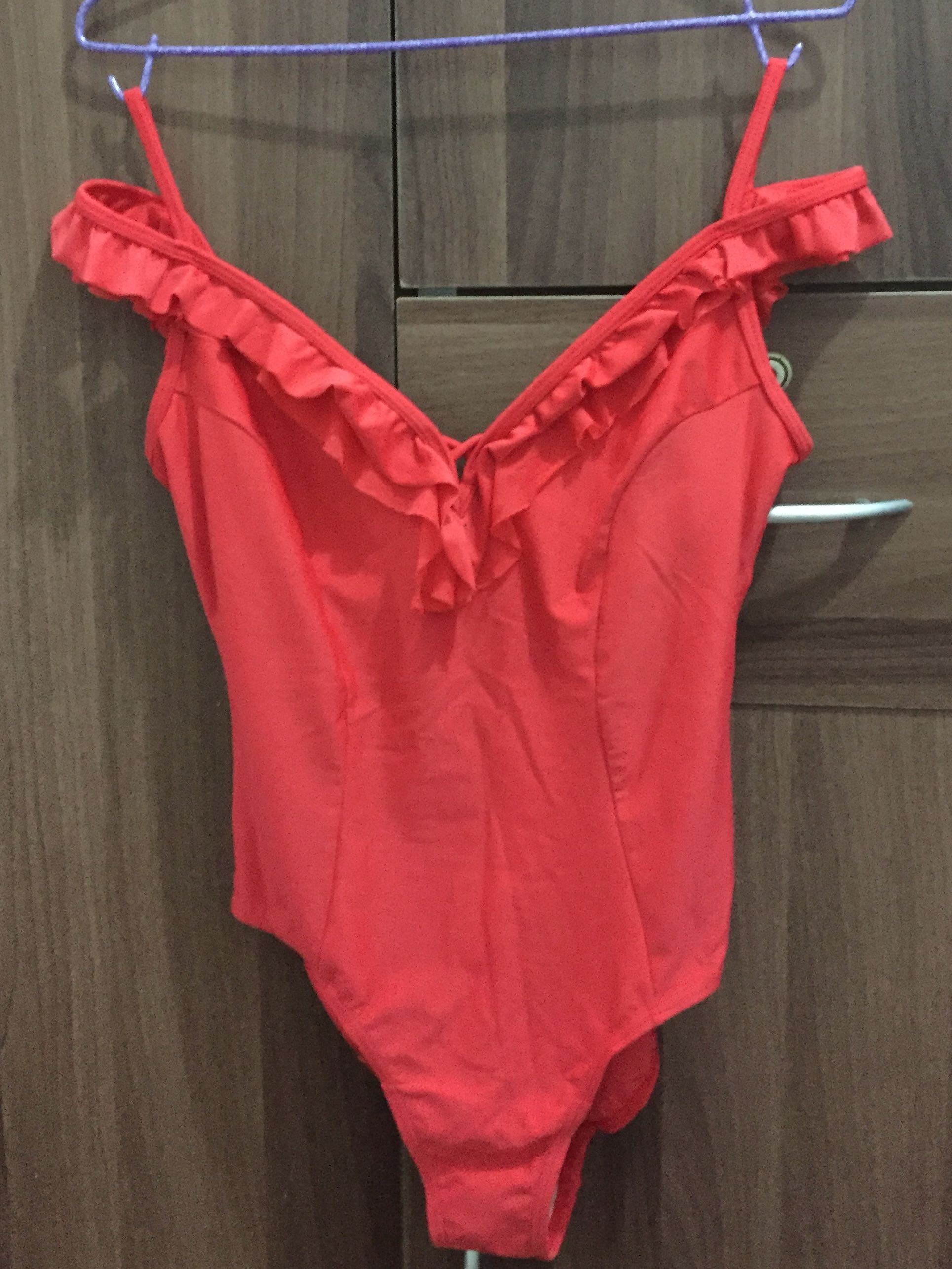 One-piece red swimsuit, Women's Fashion, Swimwear, Bikinis & Swimsuits ...