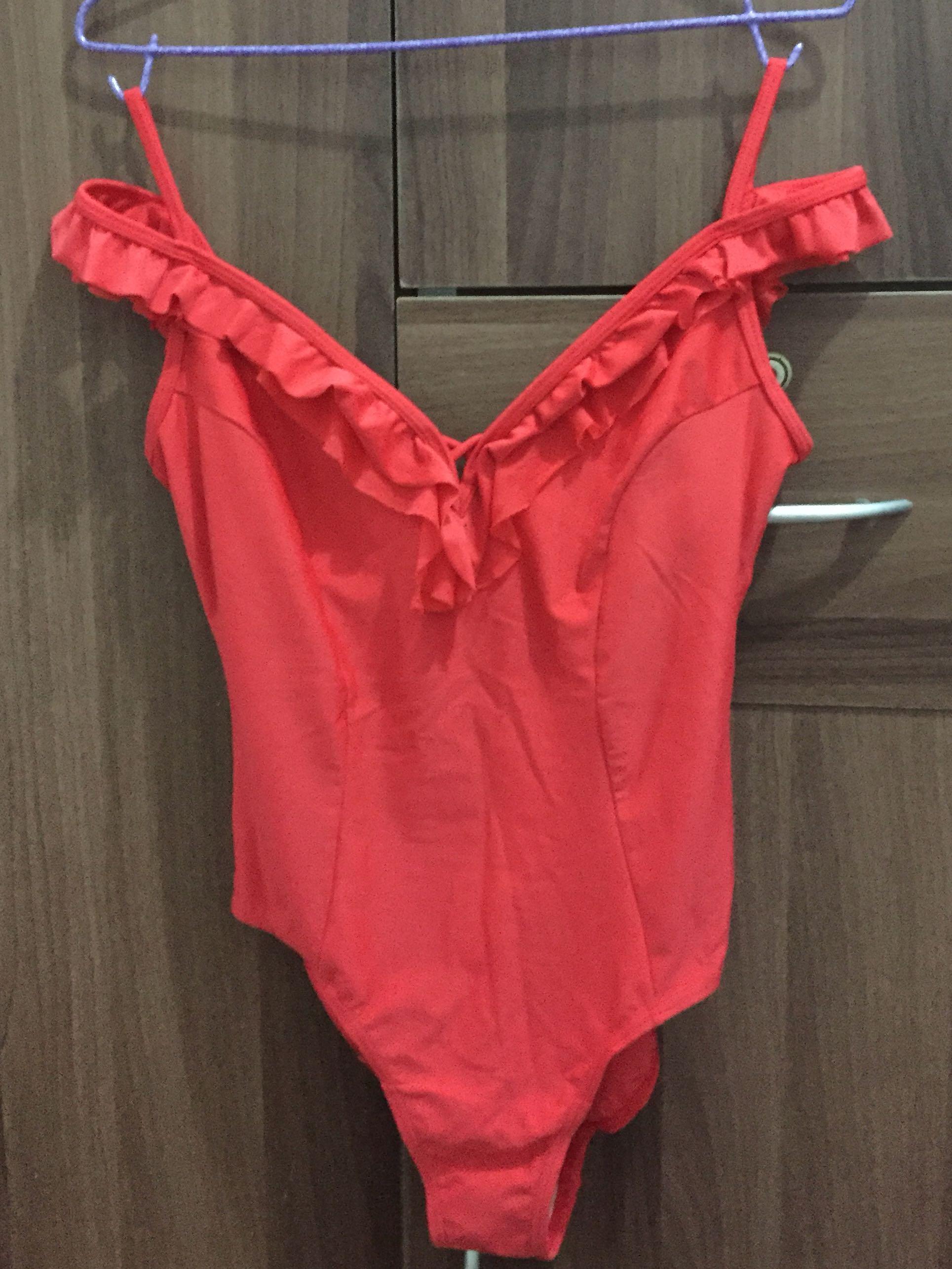One-piece red swimsuit, Women's Fashion, Swimwear, Bikinis & Swimsuits ...