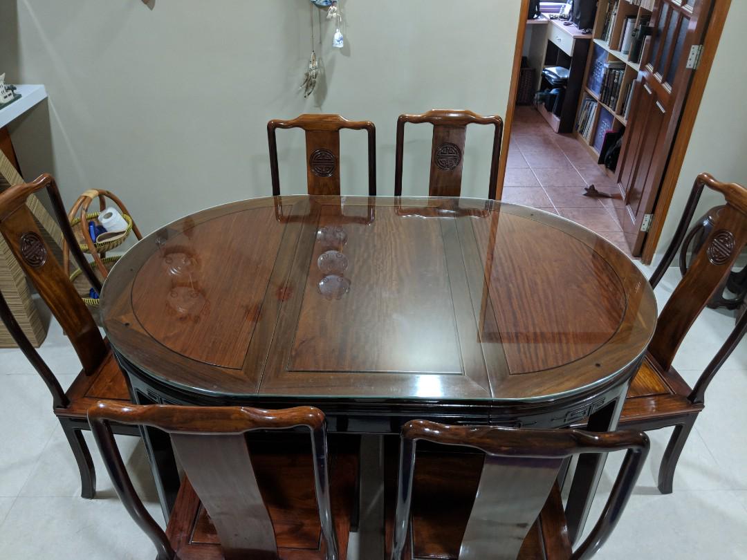 Wooden traditional chinese dining table set, Furniture & Home Living ...