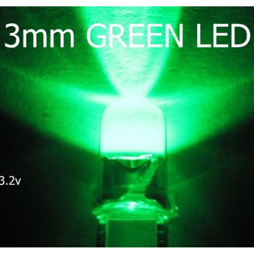 3mm Green LED Bulb Light Emitting Diode Lamp Light Super Bright ...