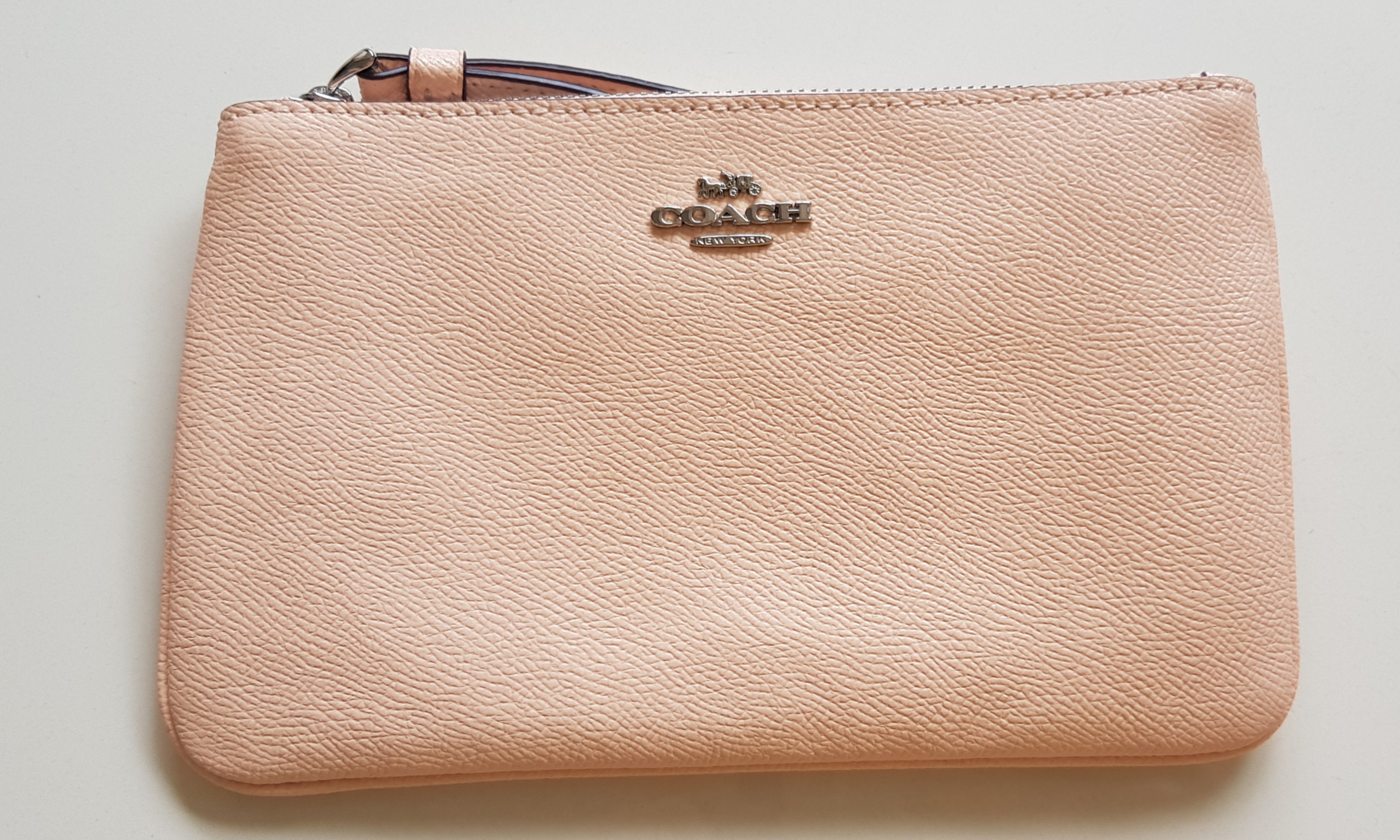 Coach wristlet peach pink colour exclusive leather, Women's Fashion ...
