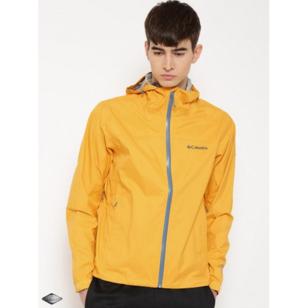 Columbia Yellow Hooded Rain Jacket - AUTHENTIC, Men's Fashion, Coats ...