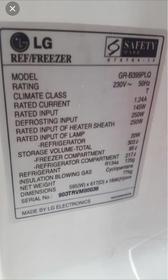 LG 300L double door fridge in excellent condition, Home Appliances ...