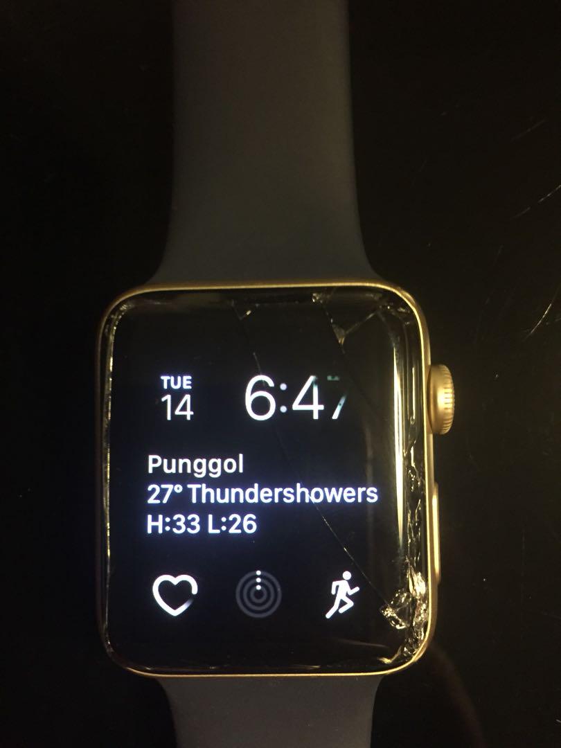 IWatch Series 2 - Cracked screen, Luxury, Watches on Carousell