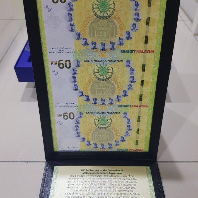 CLEARANCE - Malaysia 60th Anniversary RM60 Uncut 3in1 Commemorative ...