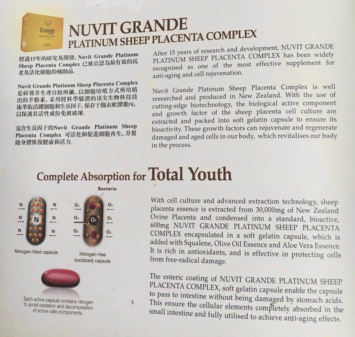 Nuvit grande platinum sheep placenta complex, Health & Nutrition ...