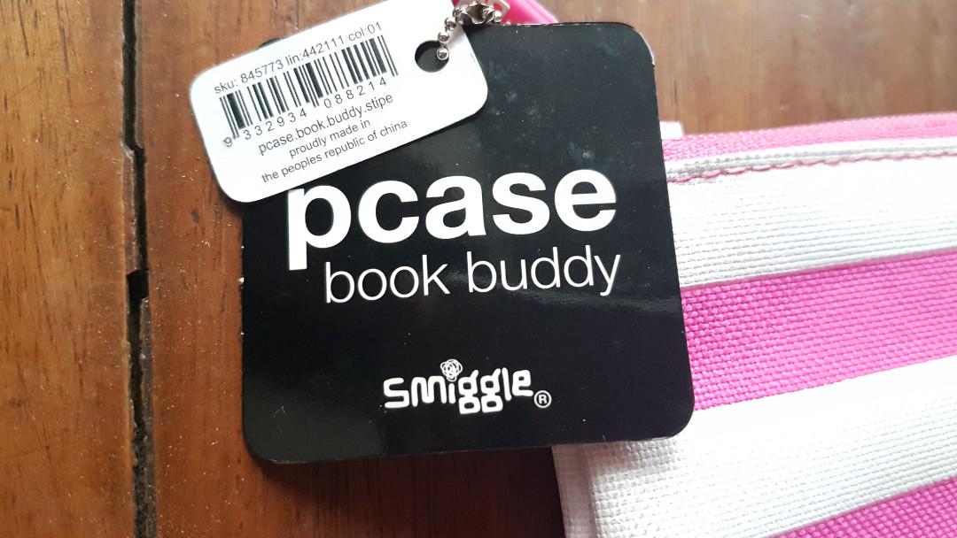SMIGGLE PCASE BOOK BUDDY PENCIL CASE-PINK STRIPES on Carousell