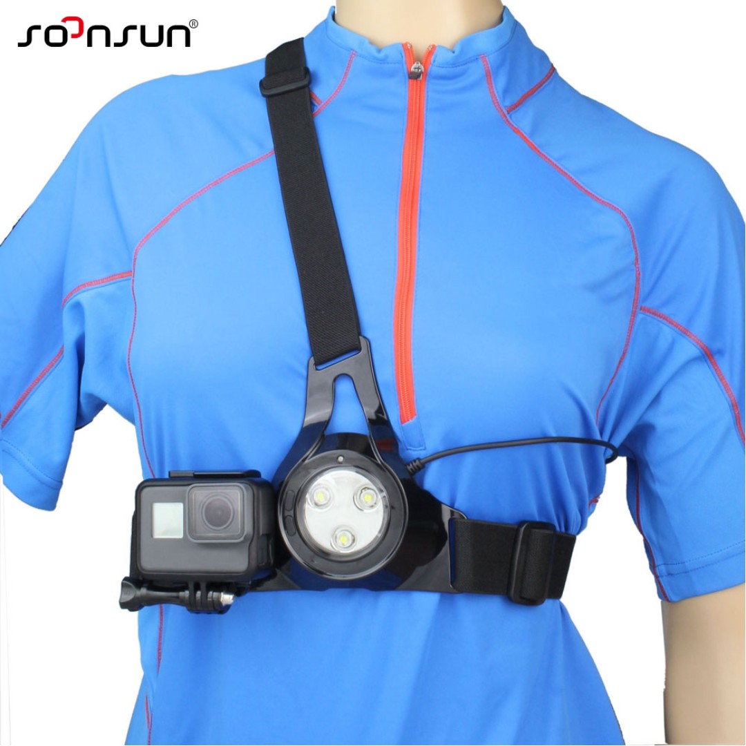 SOONSUN Chest Harness Strap Mount with LED Flash Light Jogging Chesty ...