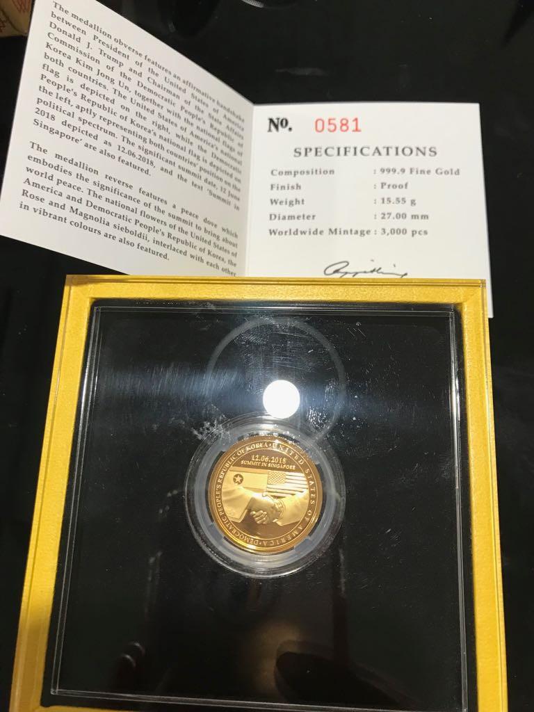 US and DPRK Commerative Gold Medallion, Hobbies & Toys, Memorabilia ...