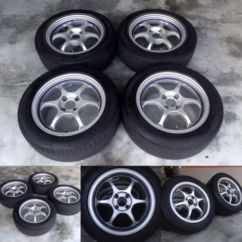 Advan rg silver 15 pcd 1OO, Auto Accessories on Carousell