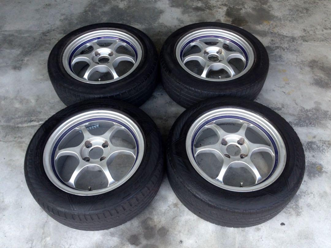 Advan rg silver 15 pcd 1OO, Auto Accessories on Carousell