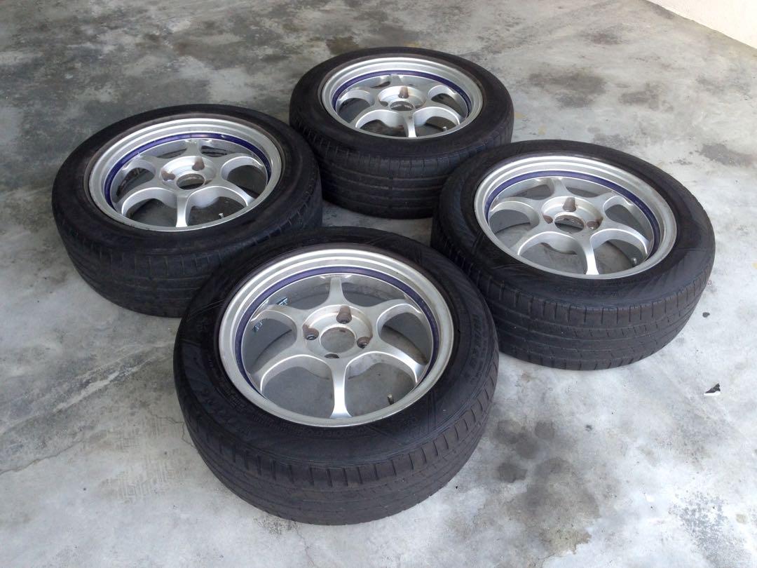 Advan rg silver 15 pcd 1OO, Auto Accessories on Carousell