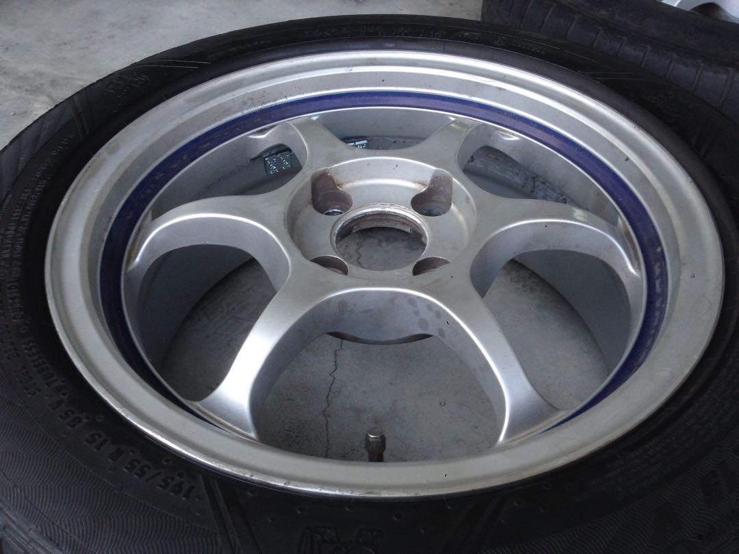 Advan rg silver 15 pcd 1OO, Auto Accessories on Carousell