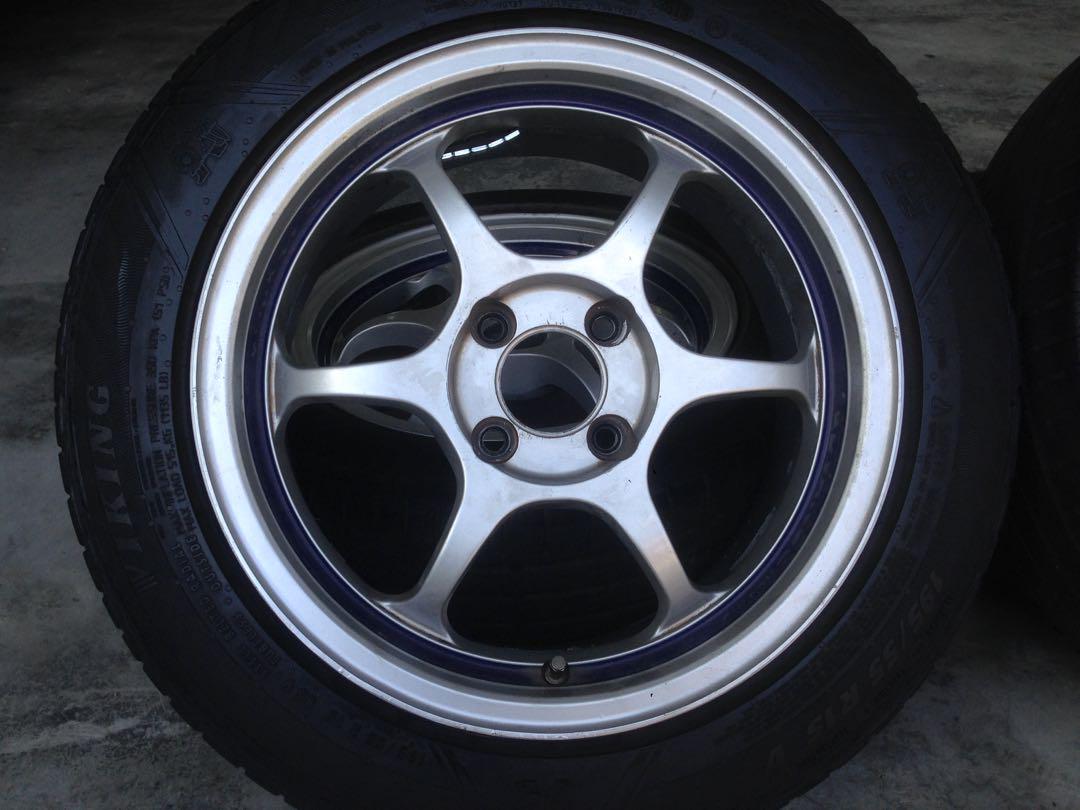 Advan rg silver 15 pcd 1OO, Auto Accessories on Carousell