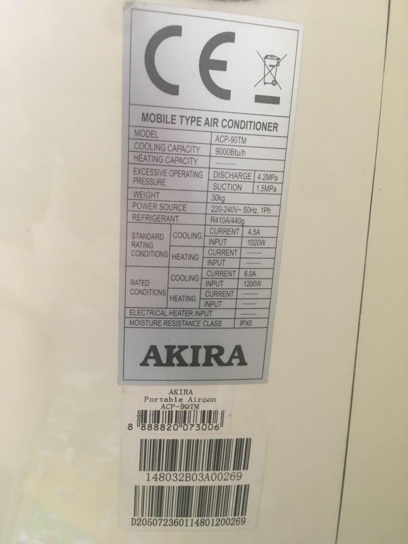 Akira Portable Aircon, TV & Home Appliances, Air Conditioners & Heating ...