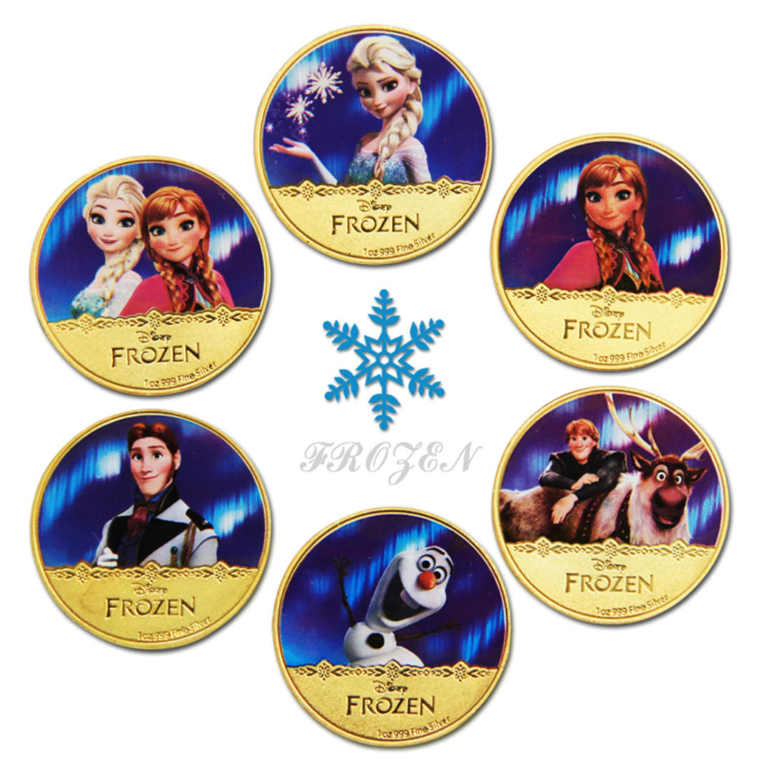 Disney Frozen Elsa Anna Characters Gold Plated Collectible Gift Coin ...