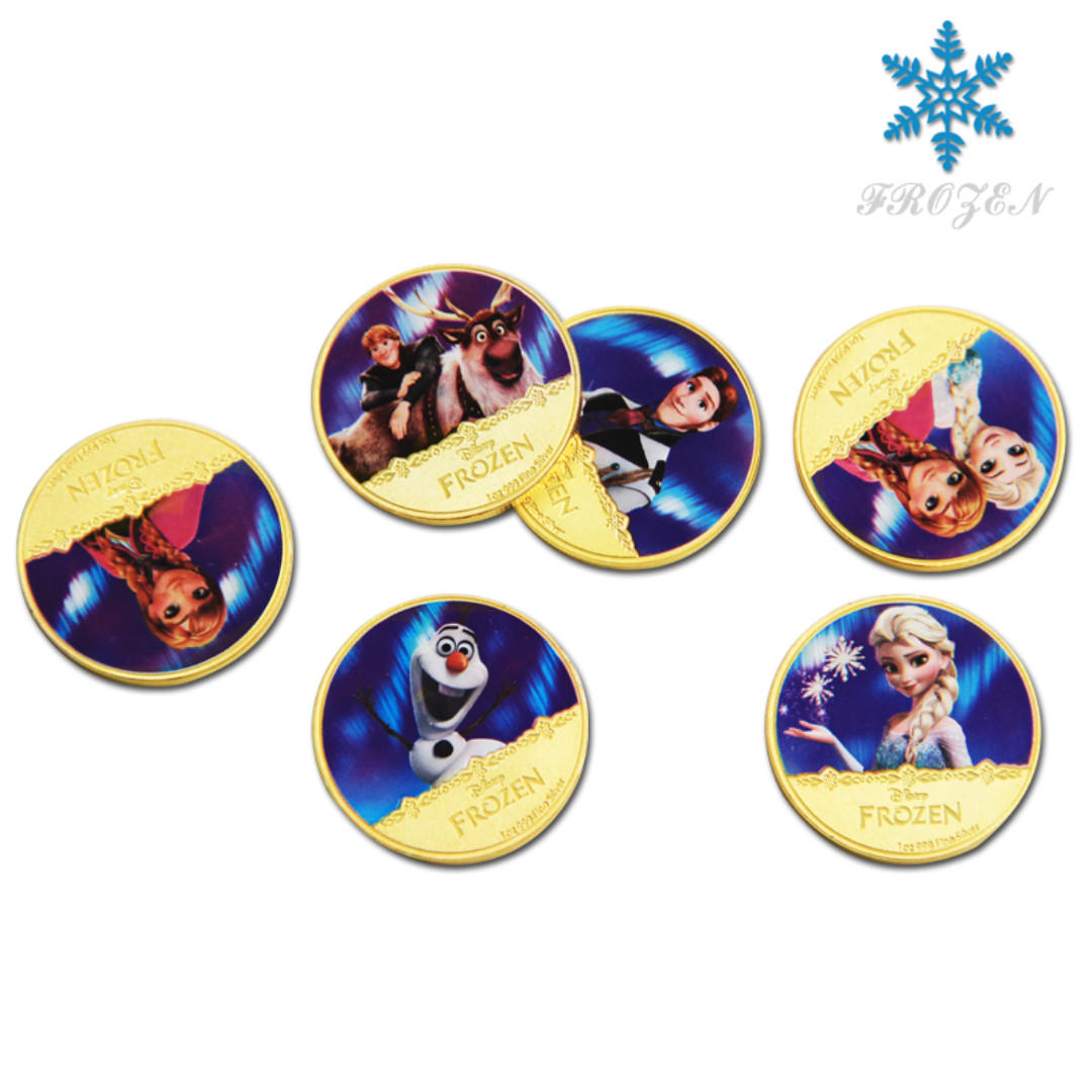Disney Frozen Elsa Anna Characters Gold Plated Collectible Gift Coin ...