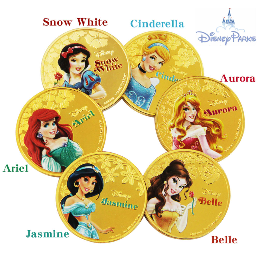 Disney Princess Cinderella Snow White Gold Plated Collectible Gift Coin ...