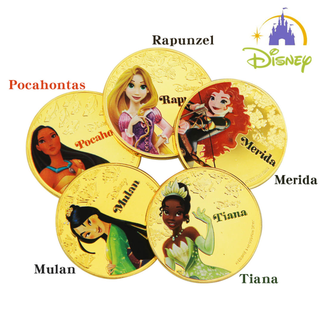 Disney Princess Mulan Rapunzel Gold Plated Collectible Gift Coin Set ...