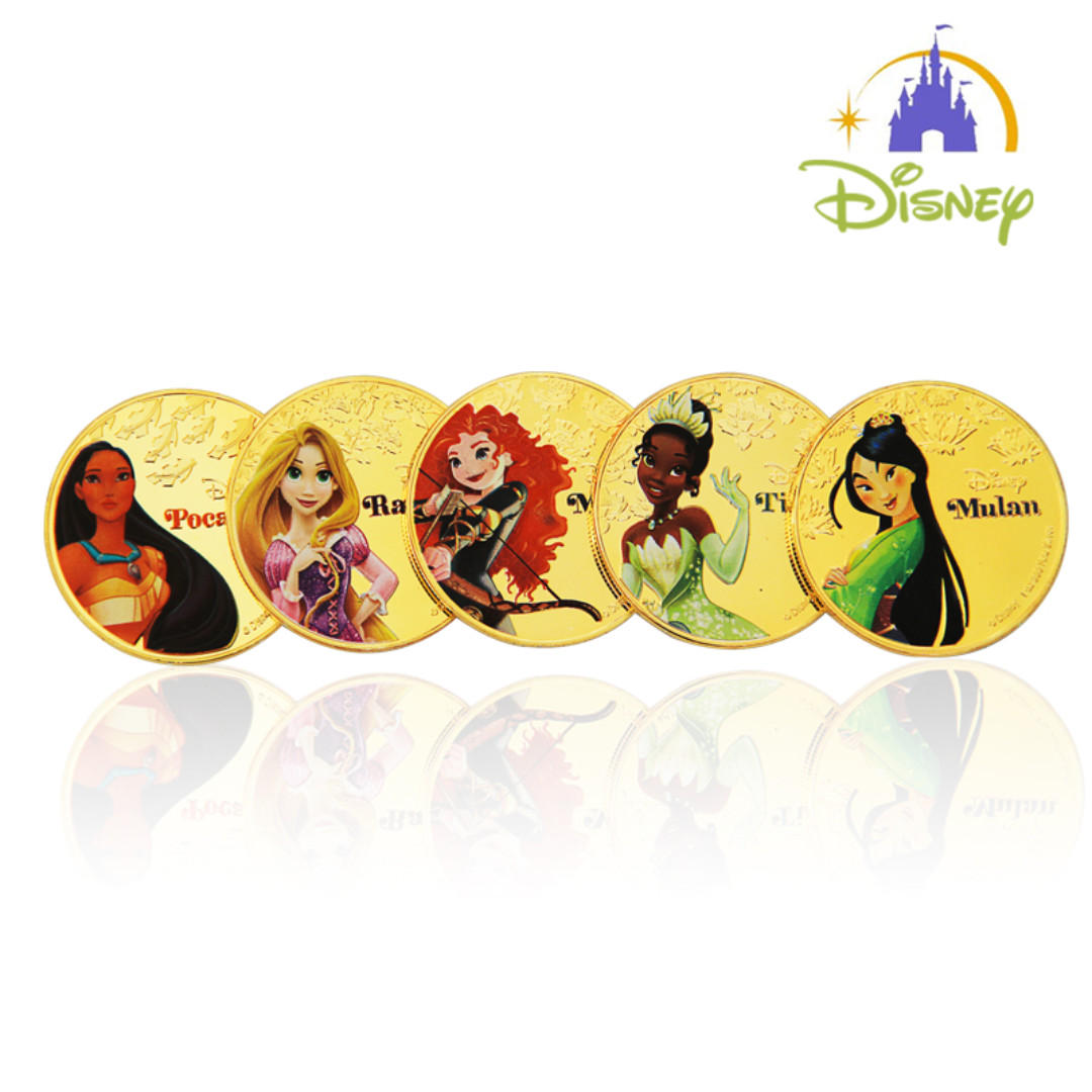 Disney Princess Mulan Rapunzel Gold Plated Collectible Gift Coin Set ...