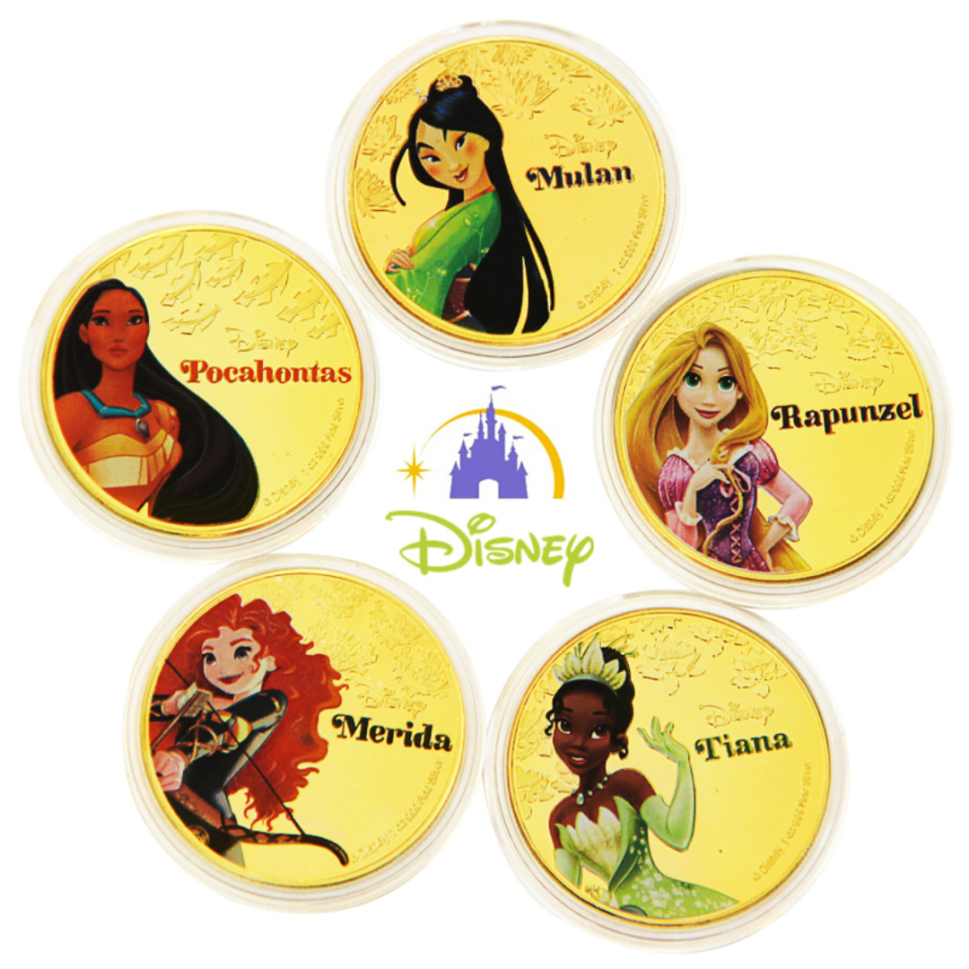Disney Princess Mulan Rapunzel Gold Plated Collectible Gift Coin Set ...