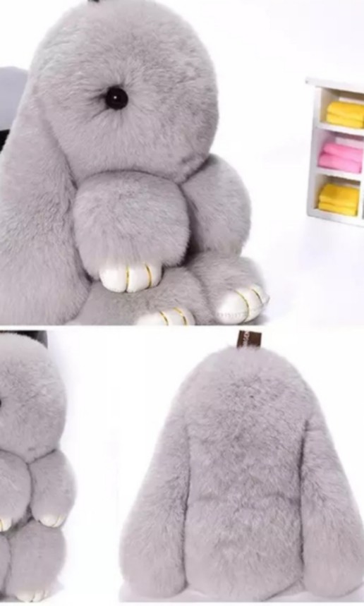 Grey Furry Rabbit, Hobbies & Toys, Toys & Games on Carousell
